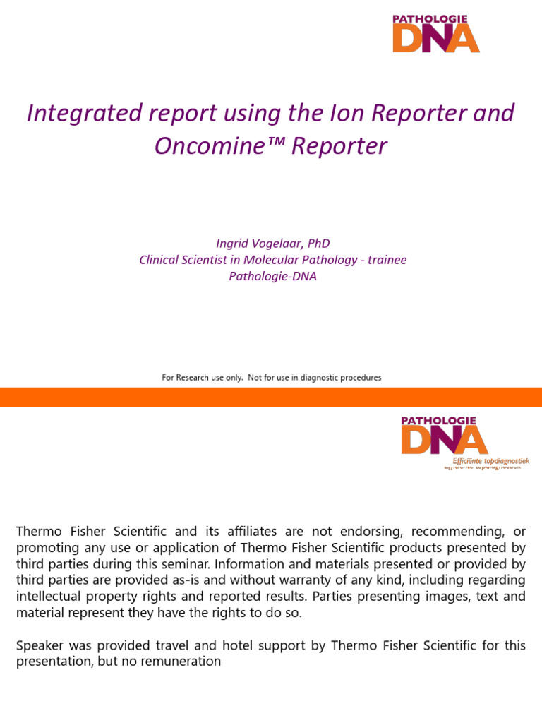 Ion Reporter - Oncomine Reporter | PDF | Biology | Life Sciences