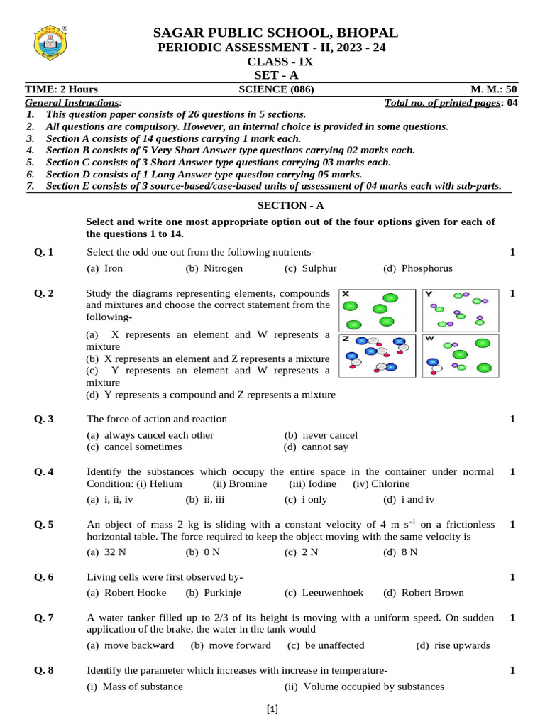 Class Ix Pa-II Science Set-A QP Revised - Formatted | PDF | Manure ...
