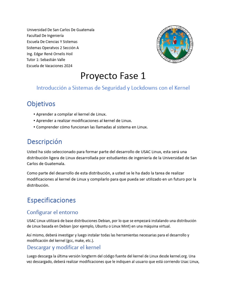 Proyecto Fase 1 - Introduccion Kernel | PDF | Kernel (sistema operativo ...