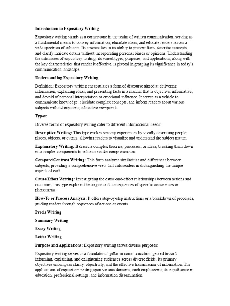 Understanding Expository Writing Basics | PDF | Essays | Information