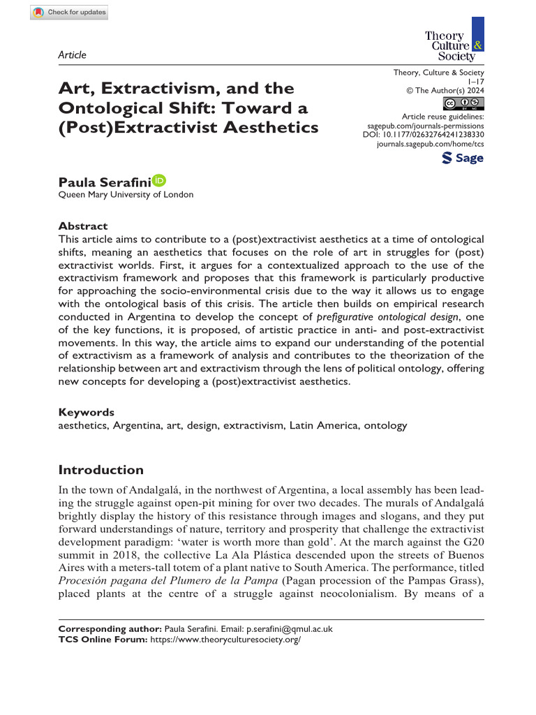 PAULA SERAFINI 2024 Art Extractivism and The Ontological Shift Toward A ...