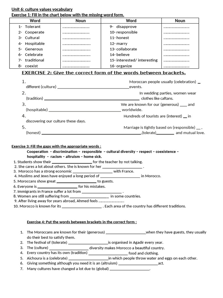 Unit 6 Vocabulary With Exercises | PDF
