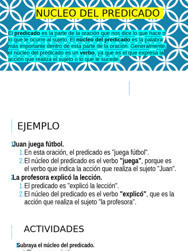 Núcleo del Predicado en Oraciones | PDF