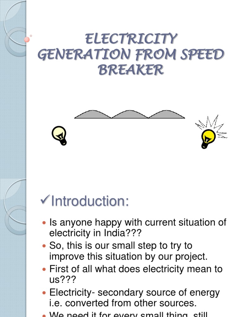 Electricity Generation via Speed Breakers | PDF