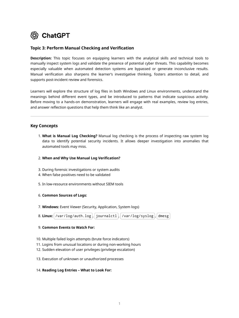 Manual Log Checking for Cyber Threats | PDF | Login | Computing