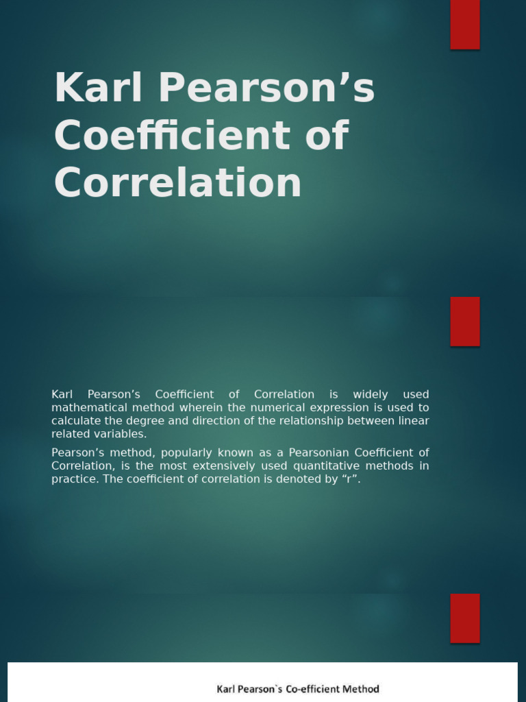 Karl Pearson's Coefficient of Correlation | PDF