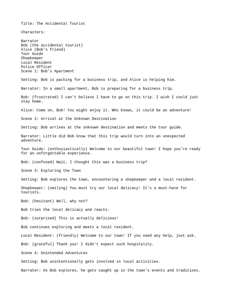English Skit Script (Accidental Tourist) | PDF