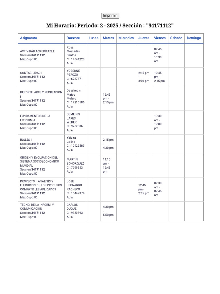 Mi Horario | PDF