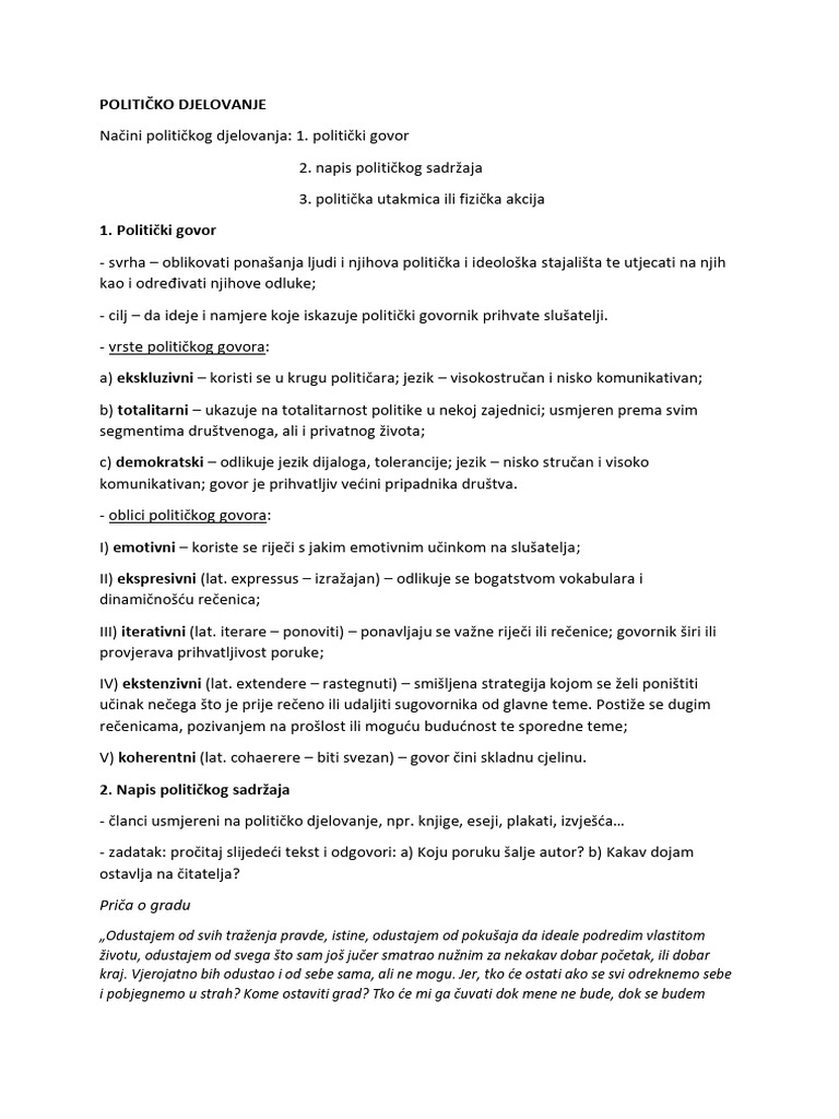 Političko Djelovanje | PDF