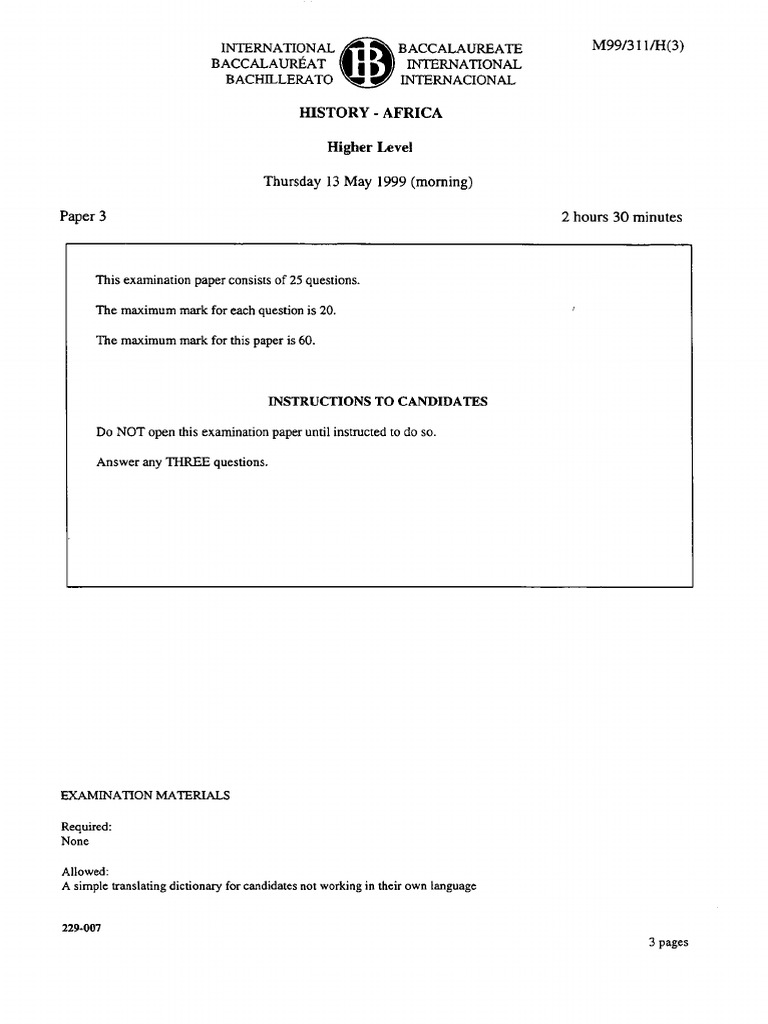 History Paper 3 Africa HL | PDF