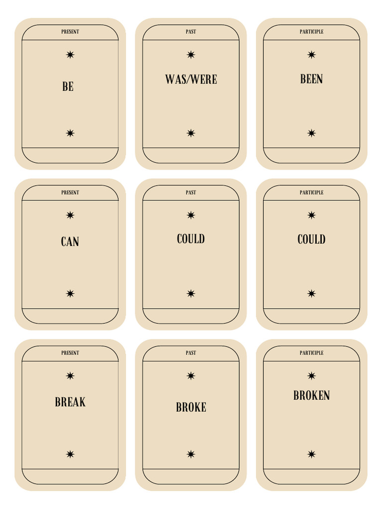 Irregular Verbs Cards | PDF