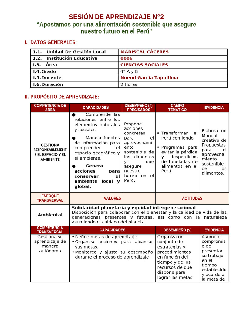Sesión #02 - Uni. 03 - 4° Sec. - Ccss.. | PDF | Aprendizaje | Sustentabilidad