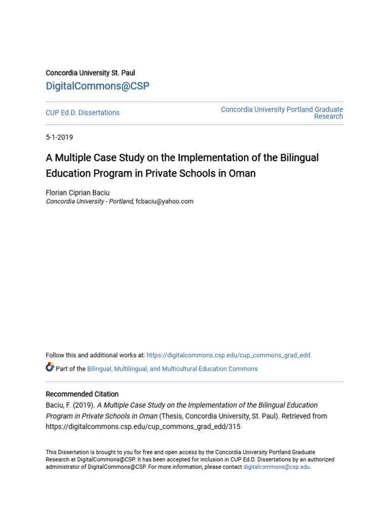 A Multiple Case Study on the Implementat | PDF | Multilingualism | Methodology