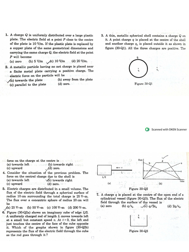 Worksheet On Electrostatics | PDF