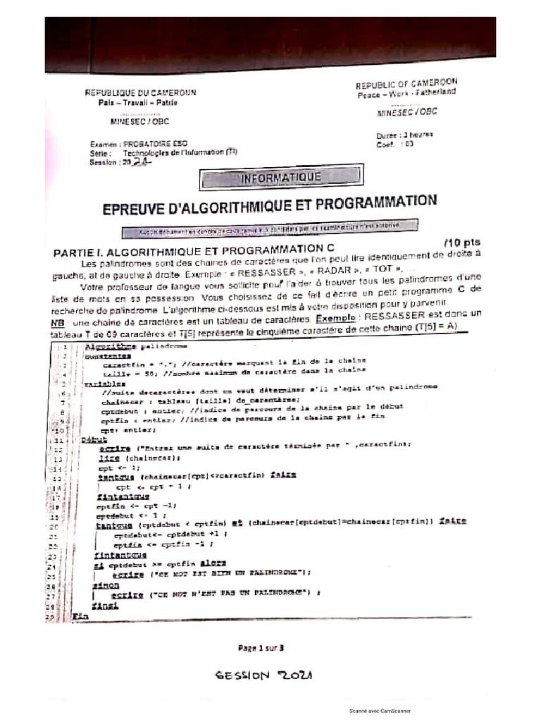 Probat Ti Algo Et Programmation | PDF