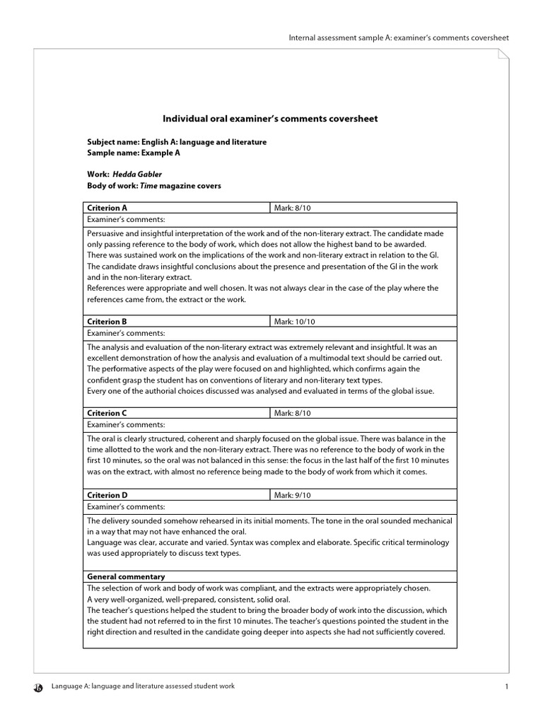 English Ioa Marking Scheme | PDF | Human Communication | Cognition