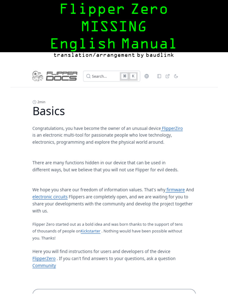 Flipper Zero Missing Manual English v1 3_17_22 | PDF | Information And ...