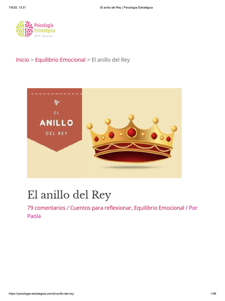 El Anillo Del Rey - Psicología Estratégica | PDF | Las emociones ...