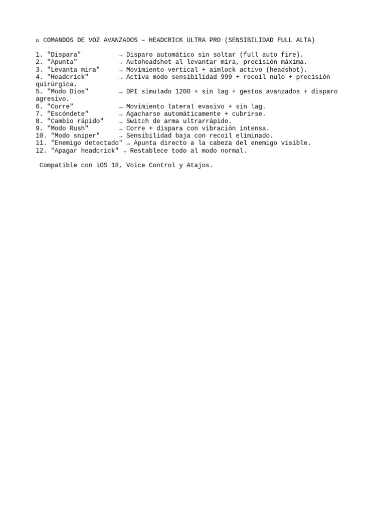Comandos de Voz: Sensibilidad 999 | PDF