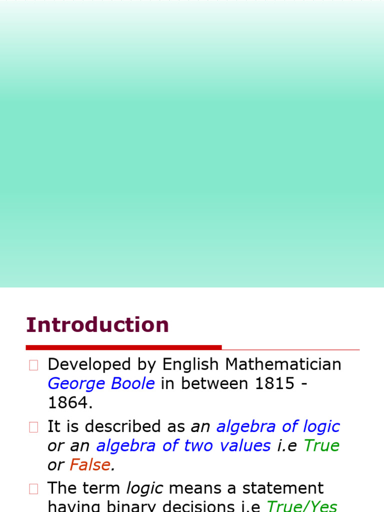 Class 11 Boolean Algebra Revised | PDF | Logic Gate | Boolean Algebra