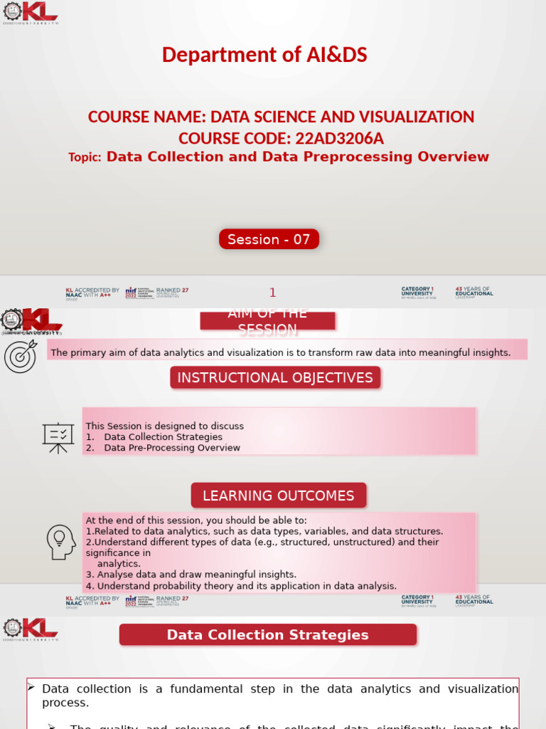 DSV-S7 Data Collection and Data Pre Processing Overview | PDF | Data Analysis | Analytics