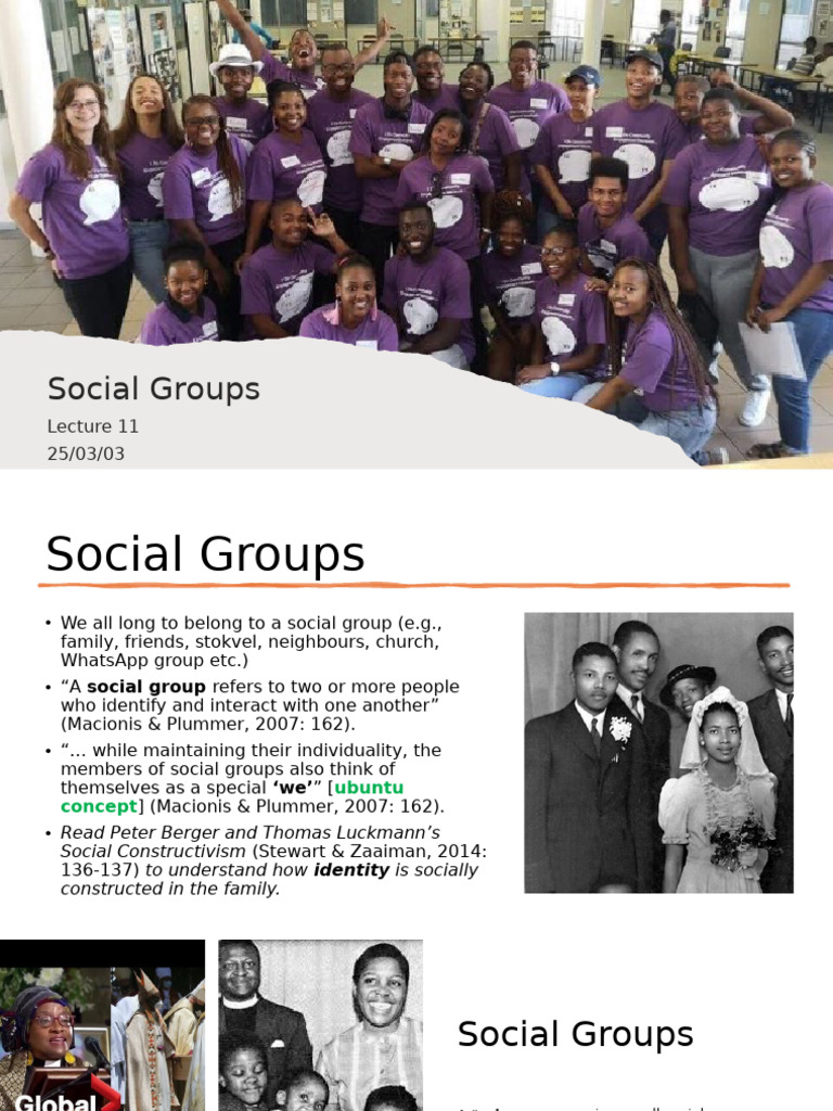 Lecture 11 - Social Groups | PDF | Self Concept | Psychological Concepts