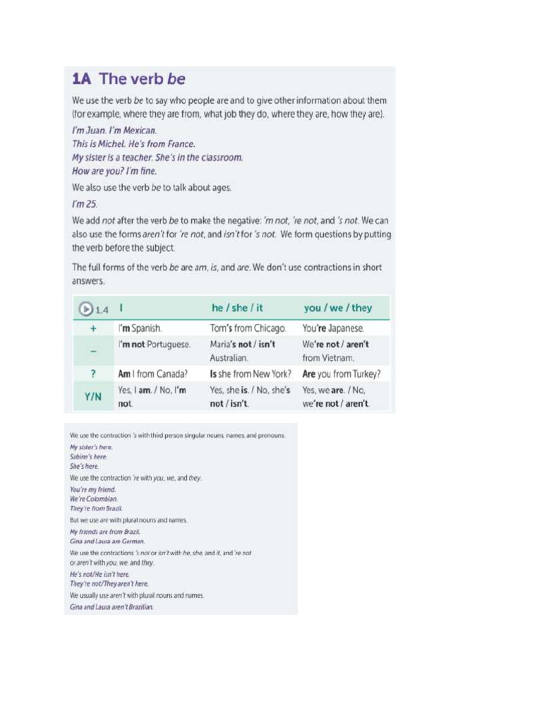 Workshop 1 Verb Be, Numbers Countries | PDF