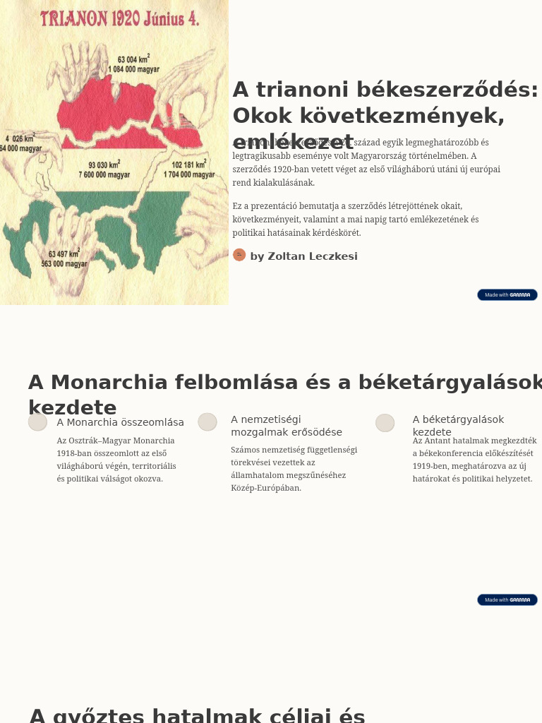 A Trianoni Bekeszerzodes Okok Kovetkezmenyek Emlekezet | PDF