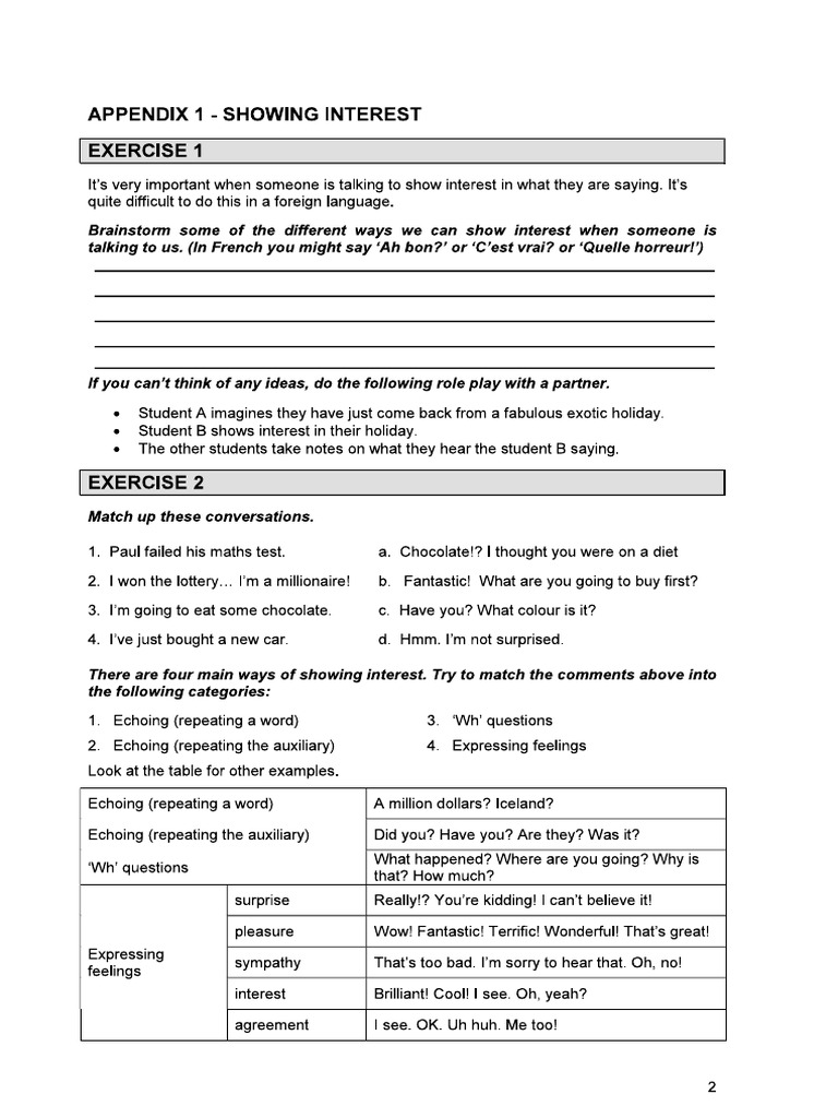 S1 - Showing Interest 1 | PDF
