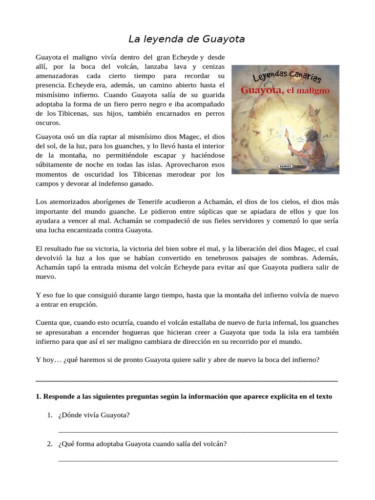 La leyenda de Guayota en Tenerife | PDF
