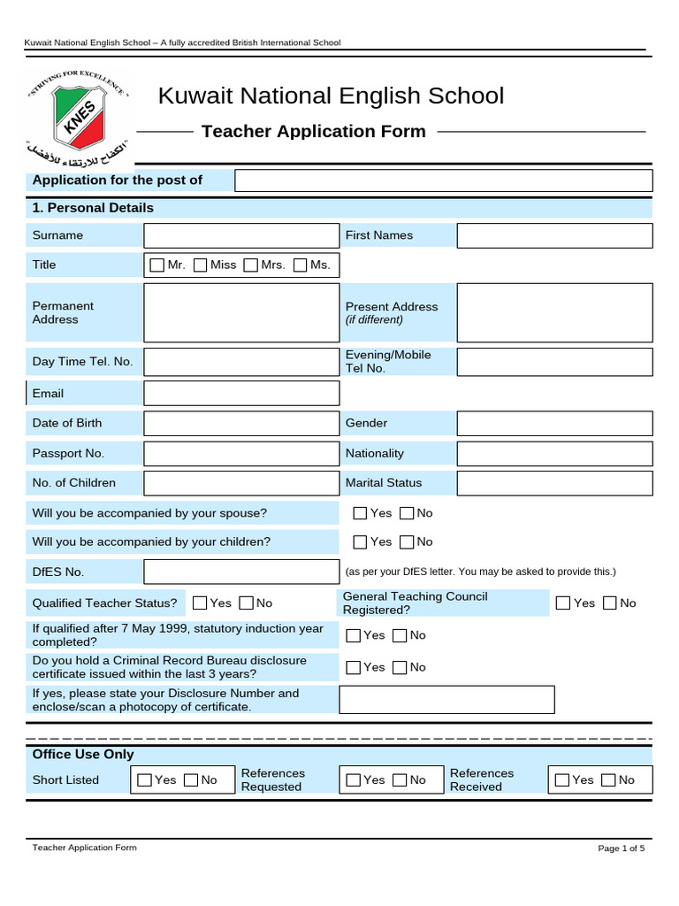 TeacherApplicationForm FEb 2025 | PDF | Criminal Record | Teachers