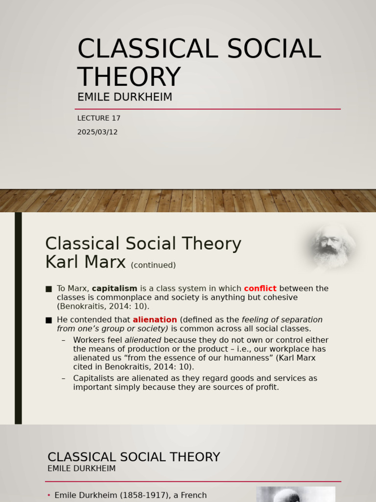 Lecture 17 - Classical Social Theory - Emile Durkheim | PDF | Émile ...