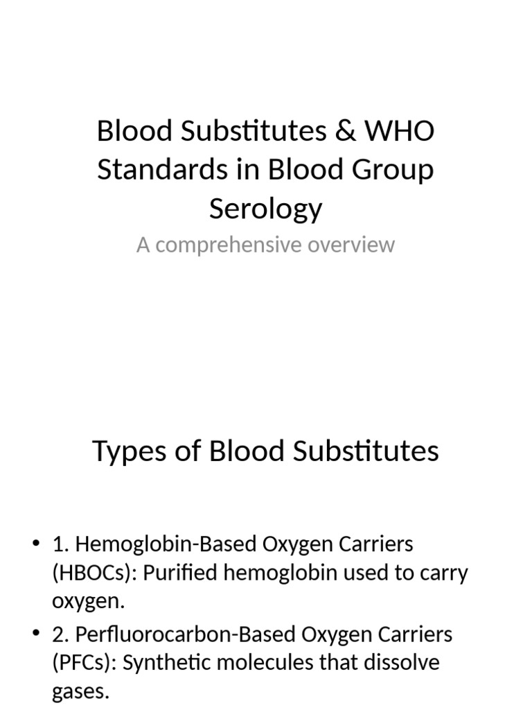 Overview of Blood Substitute Types | PDF