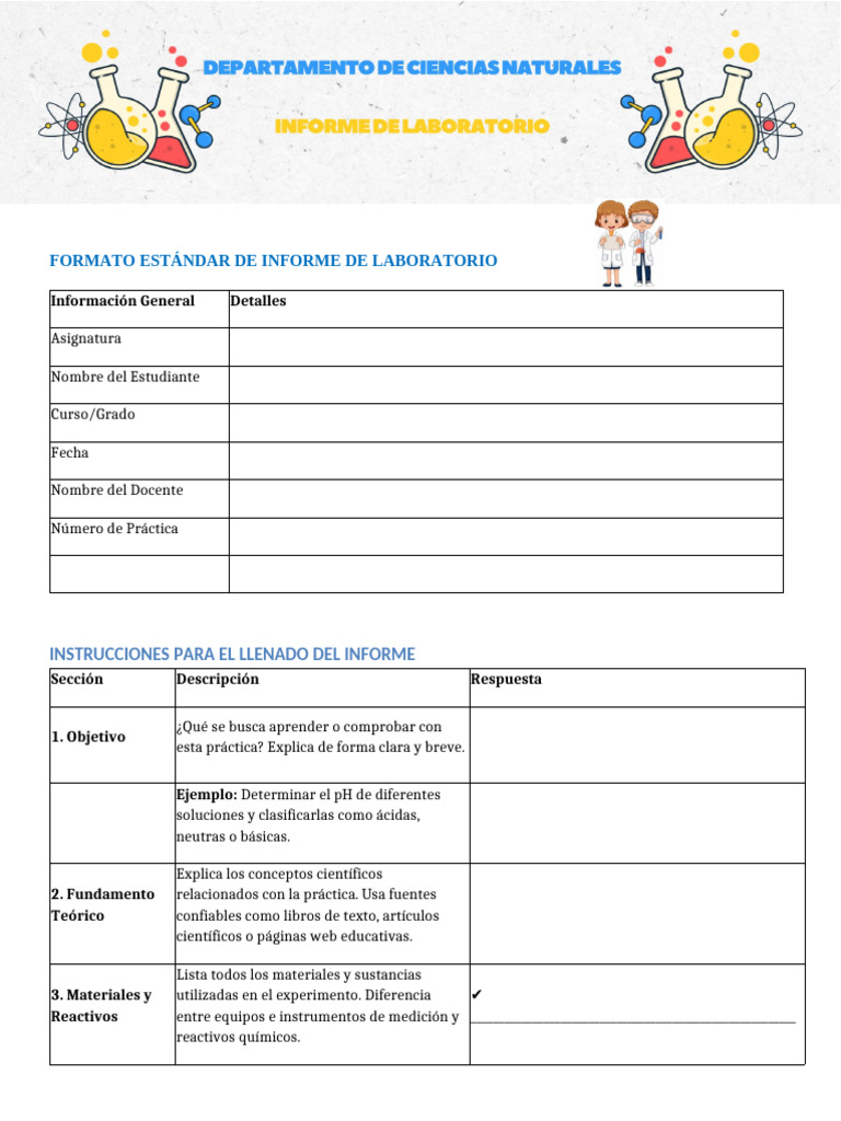 Informe de Laboratorio: Formato Estándar | PDF | Laboratorios | Science