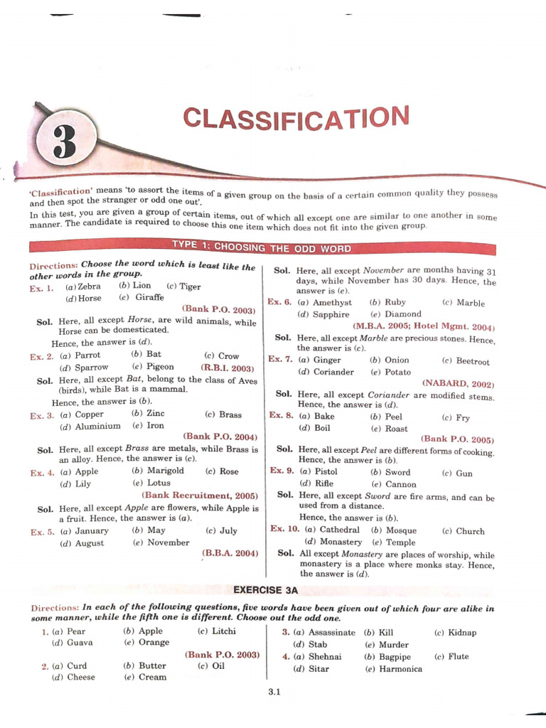 Reasoning RSA-3. Verbal Classification | PDF