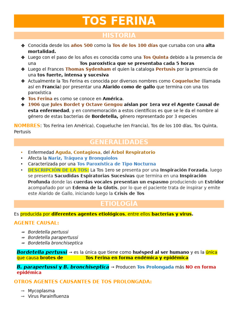Tos Ferina | PDF | Tos | Inmunología
