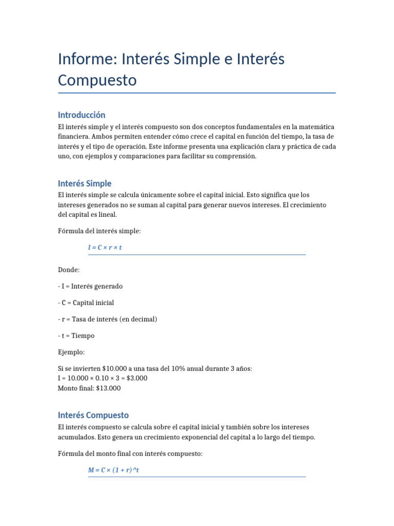 Comparativa: Interés Simple vs Compuesto | PDF