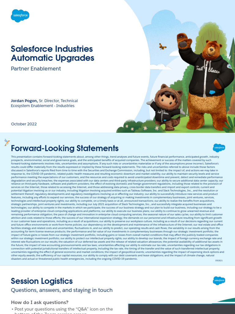 Salesforce Industries Automatic Upgrade Partner Enablement - October 2022 | PDF | Mergers And ...