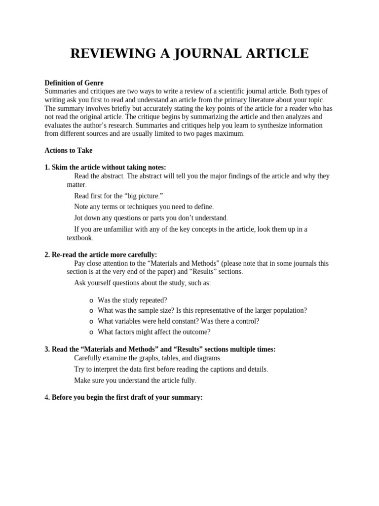 Reviewing A Journal Article | PDF | Methodology | Cognition