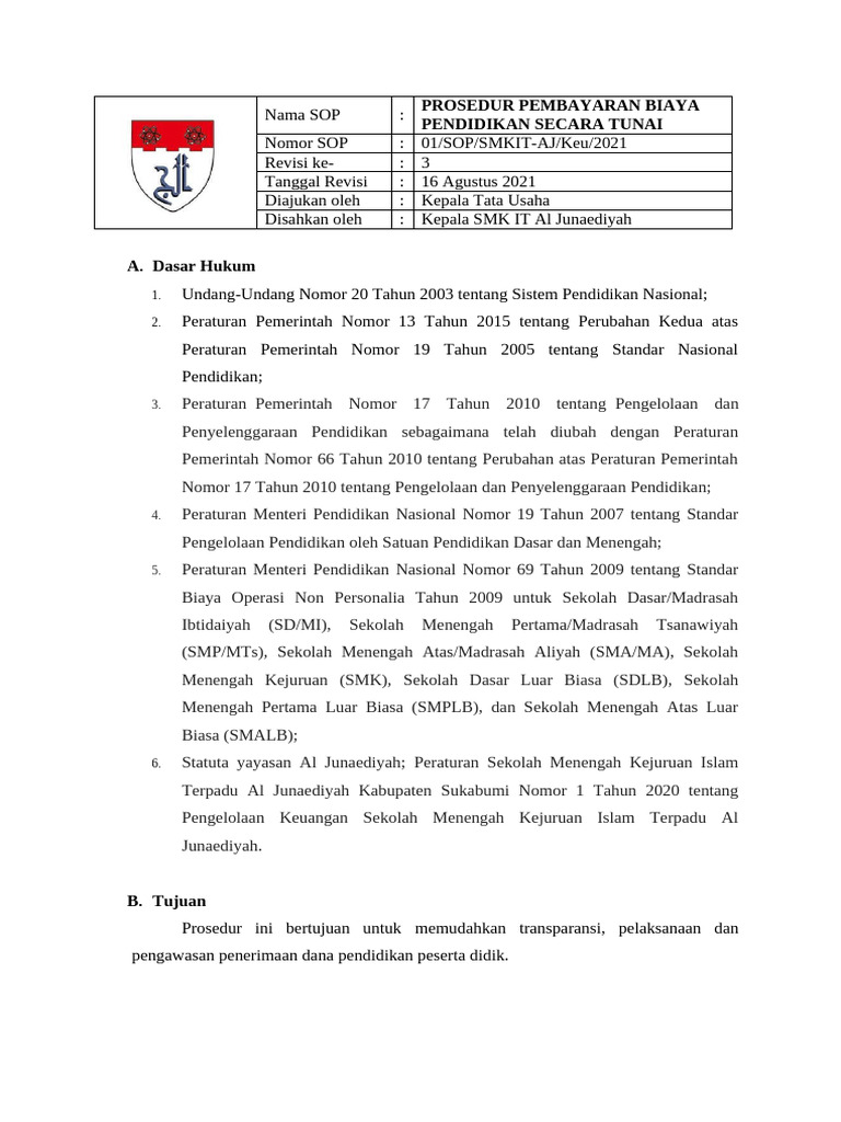 1 SOP Pembayaran Rev 3 | PDF