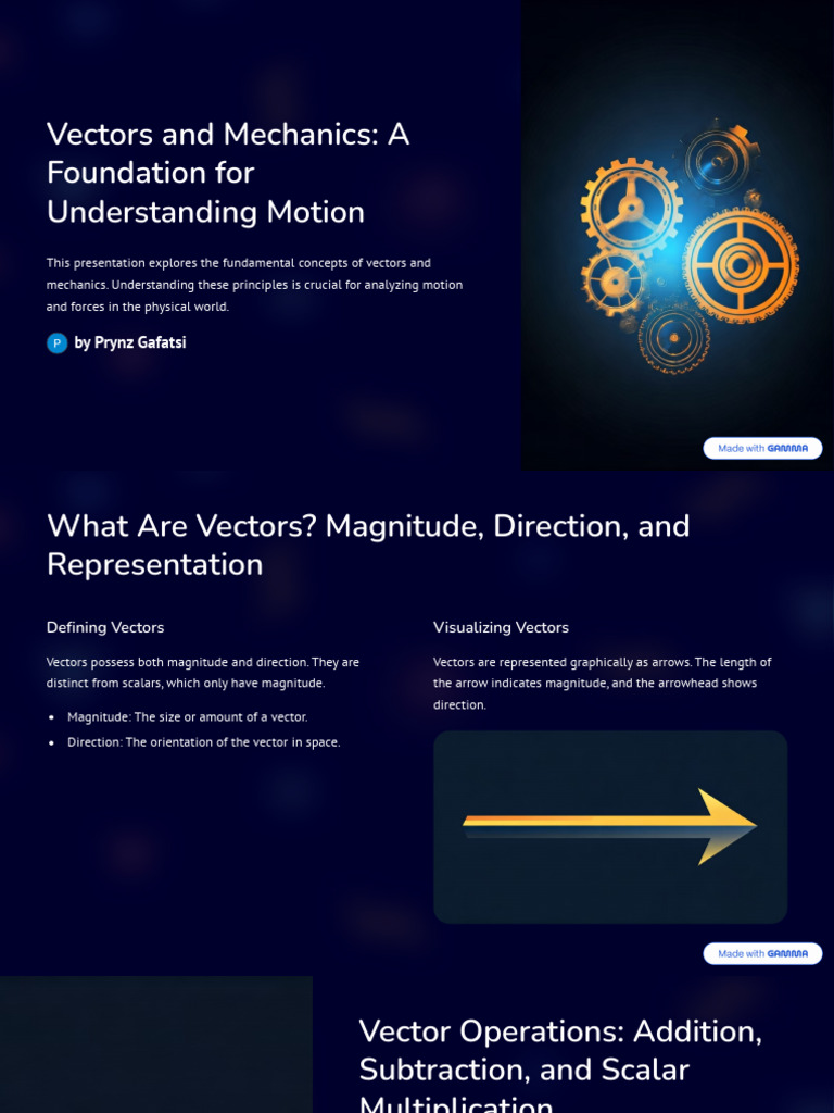 Vectors and Mechanics A Foundation For Understanding Motion | PDF | Force | Euclidean Vector