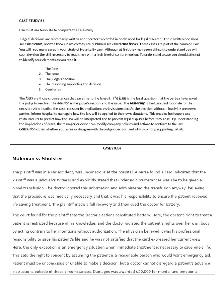 Case Study #1 - Battery | PDF | Physician | Common Law