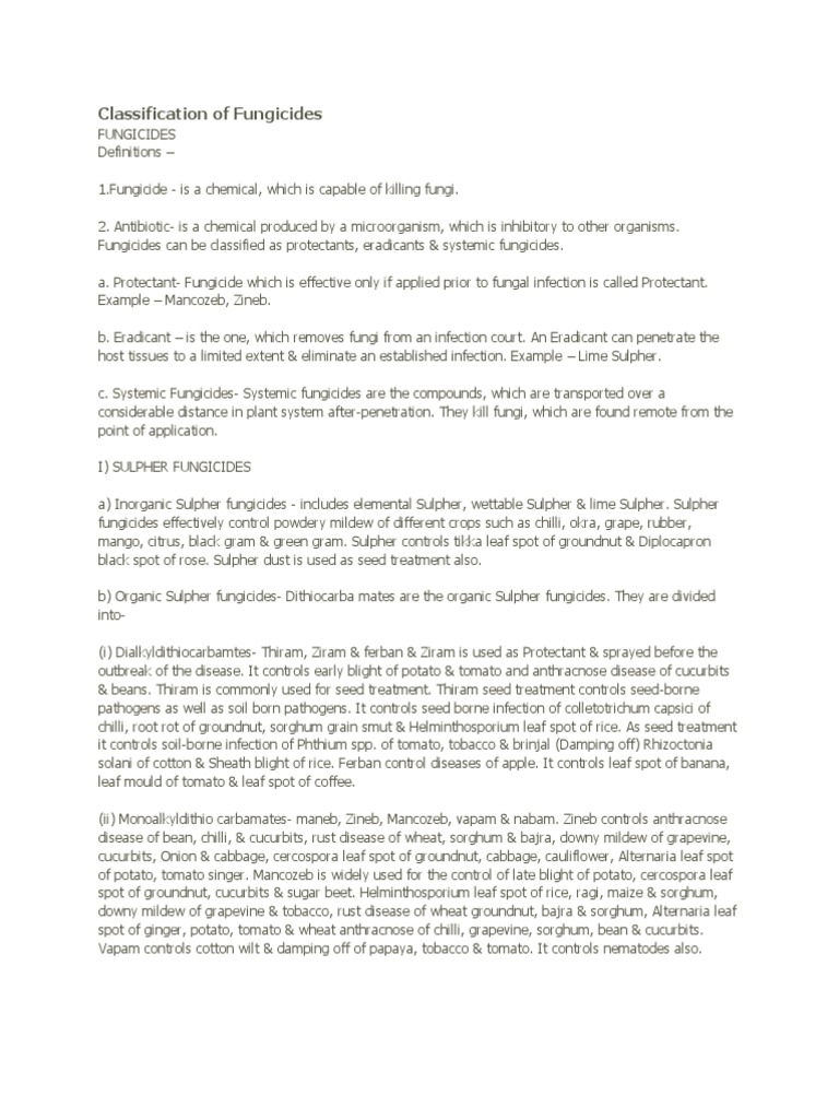 Classification of Fungicides | Fungicide | Fungus