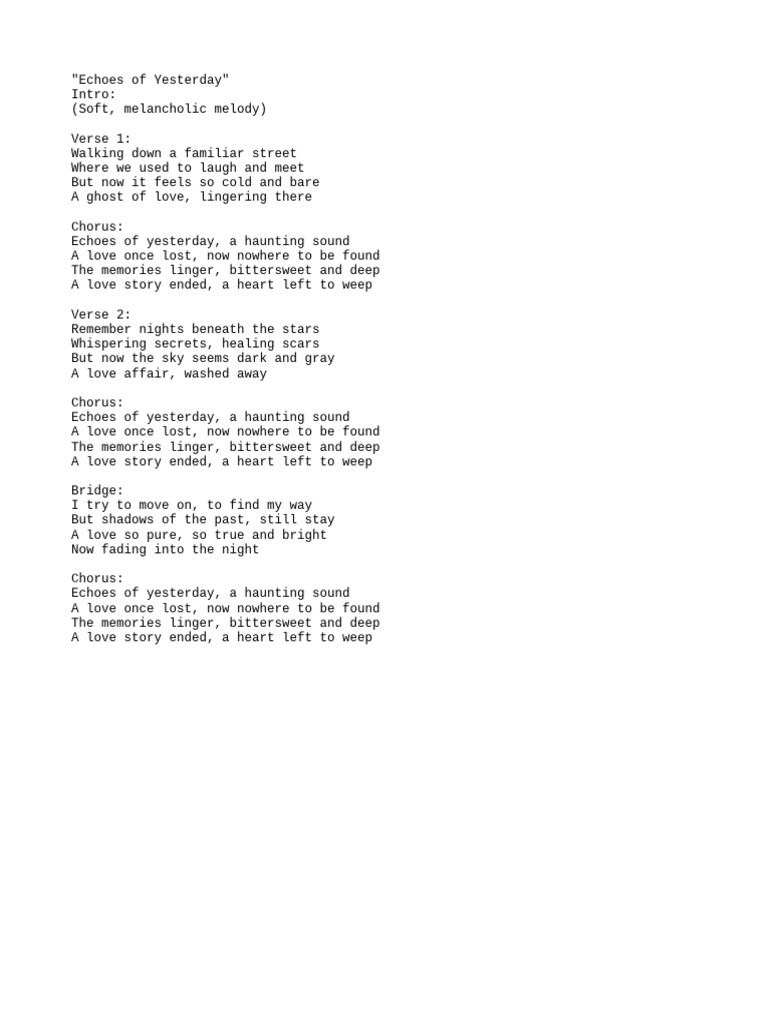 Echoes of Yesterday: A Love Poem | PDF