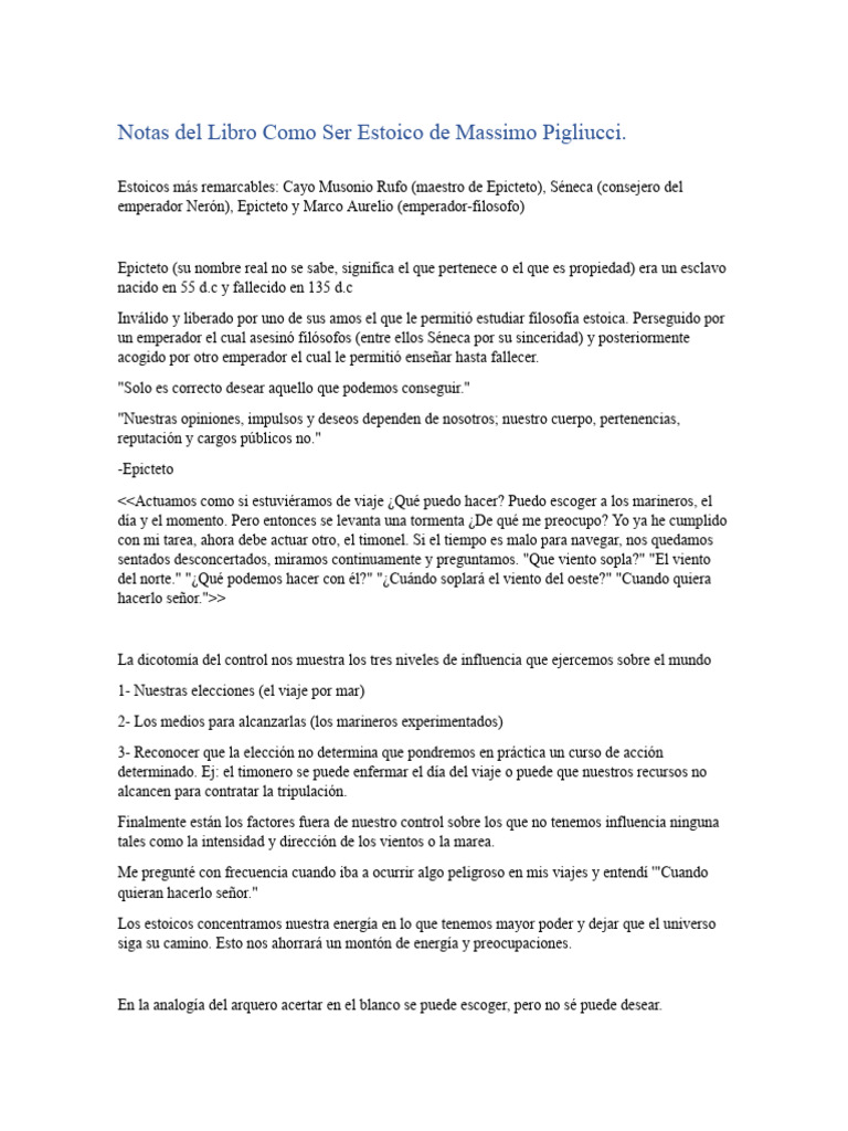 Notas Sobre Como Ser Estoico de Massimo Pigliucci | PDF | Estoicismo | Virtud