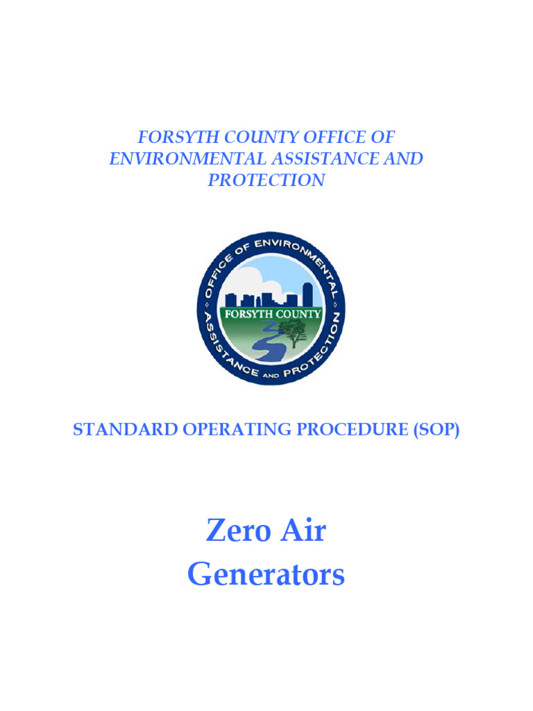 Zero Air Generators SOP 2016 | PDF | Pump | Air Pollution