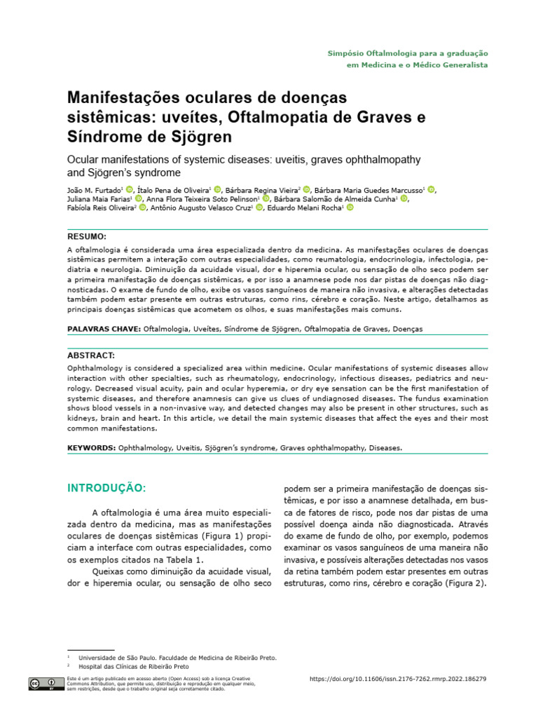 Manifestacoes Oculares de Doencas Sistemicas Uveit | PDF | Remédio | Medicina Clínica