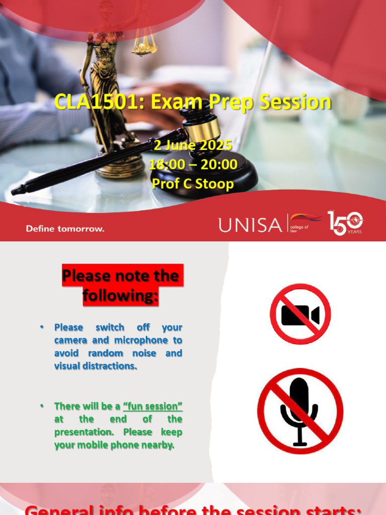CLA1501 May - June - 2025 EXAM PREP SESSION | PDF