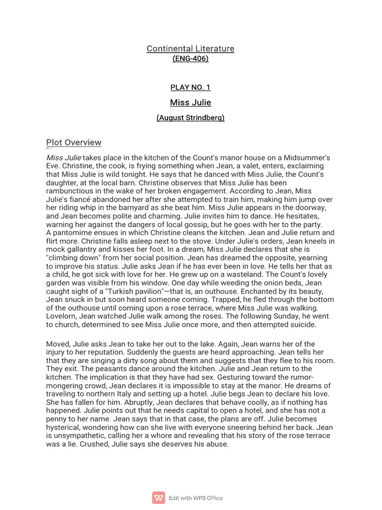 Miss Julie | PDF