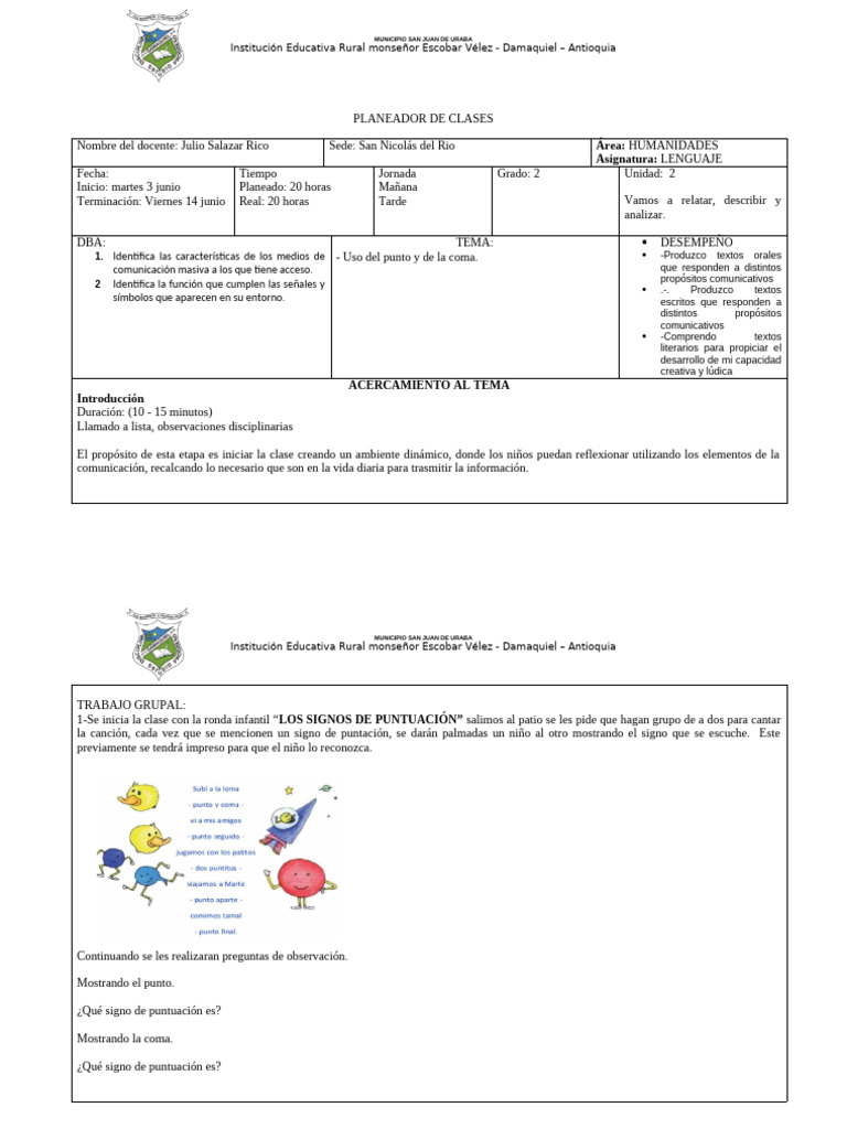 Planeacion Lenguaje 2° Semana 20 Y 21 | PDF | Puntuación | Aprendizaje